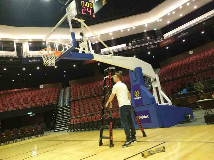 FIBA Approved Electric Hydraulic Basketball Hoop - Portable & Durable
