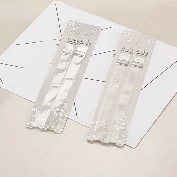 1Pairs 2Pcs Metal Buckle Bra Straps Belt Women's Elastic Transparent ...