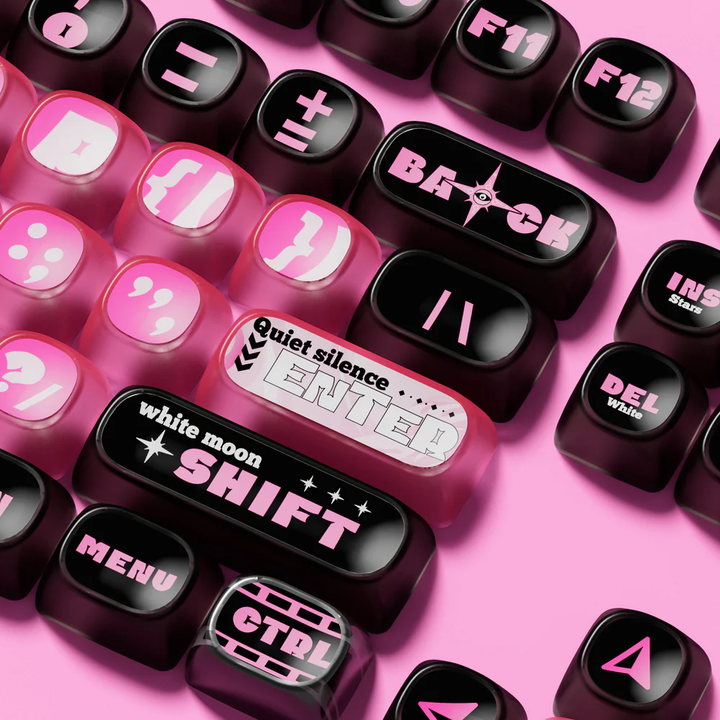 AKKO Pink Phantom Keycap Set 139-key Translucent Gaming Keyboard 60% 75 ...