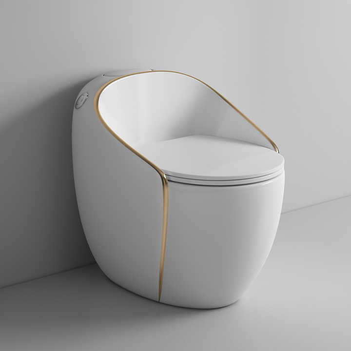 Luxury gold line design ceramic sanitary ware toilet bowl egg shape one ...