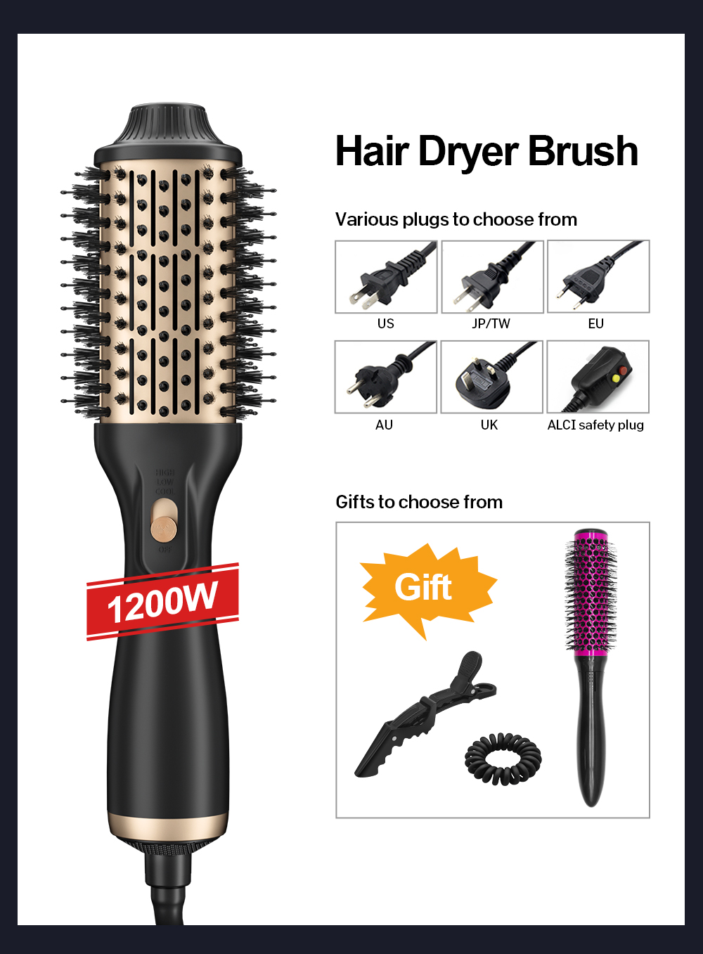 china proffesional manufactuer for 2 in 1 one stop hair dryer brush