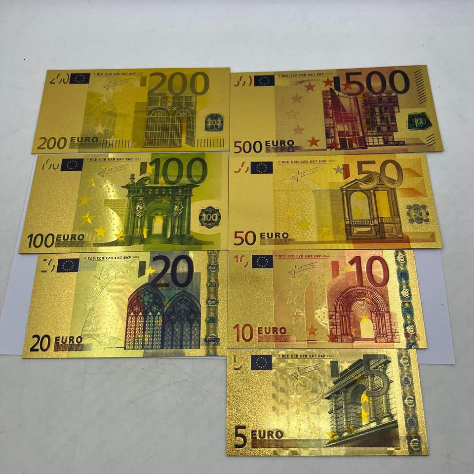 Gold Foil Plastic 5 10 20 50 100 Euro US Commemorative Banknote ...
