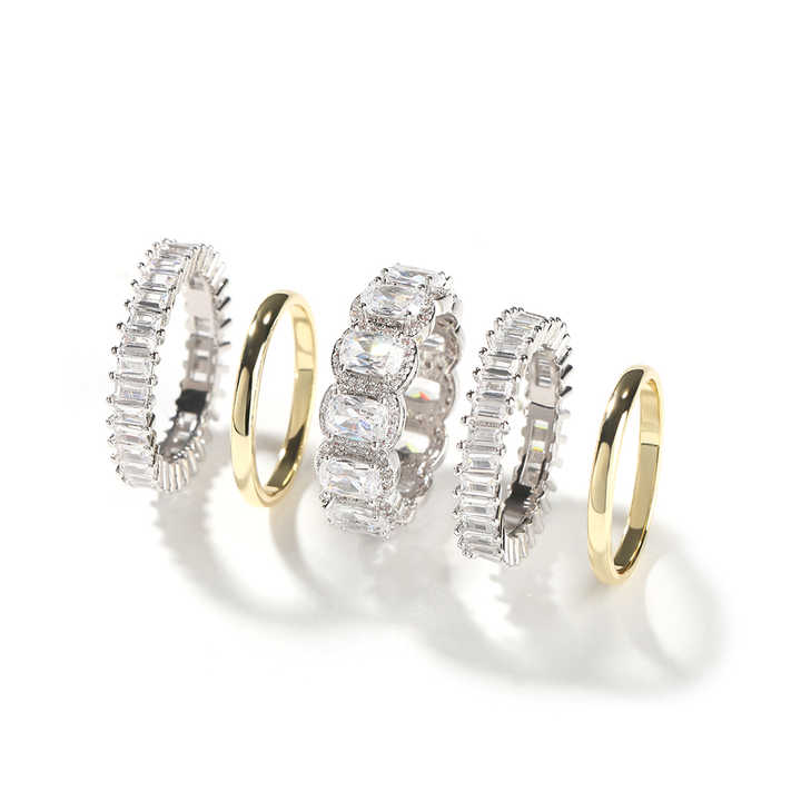 Fashion Jewelry Sets Diamond Rings Set of 5 Pieces Women Men Ring ...