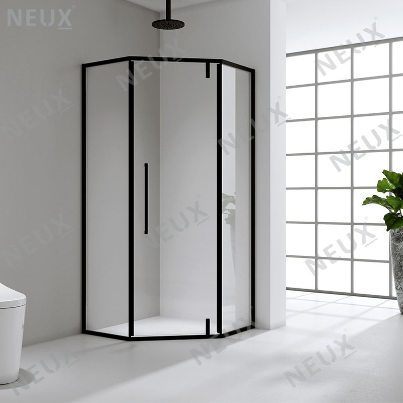 Wholesale Diamond Pivot Hinged Shower Enclosure with Black Aluminum ...