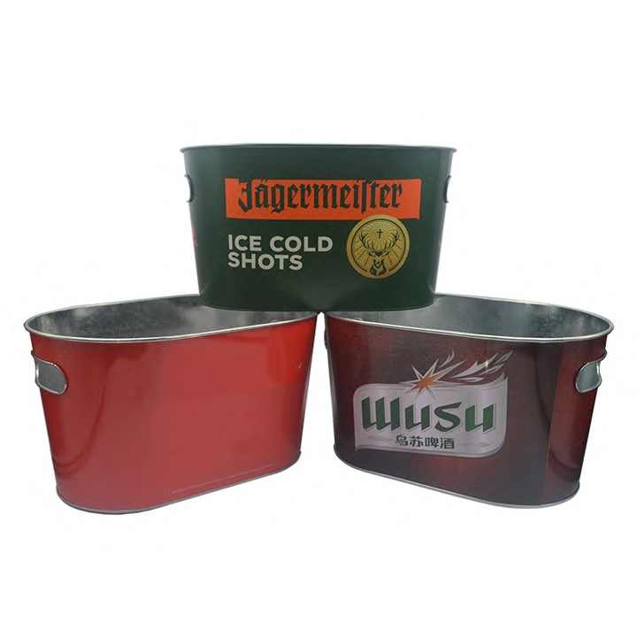 Customized 5L Square Rectangular Metal Galvanized Ice Bucket Beverage ...
