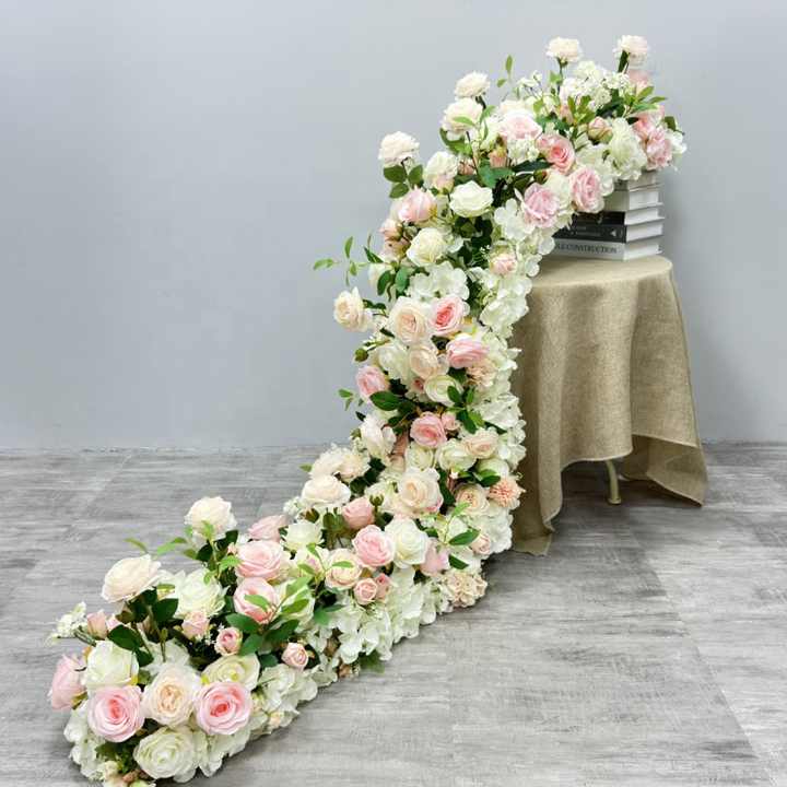 Silk Aisle Rose Flower Runner Peach Arrangement Wedding Table ...