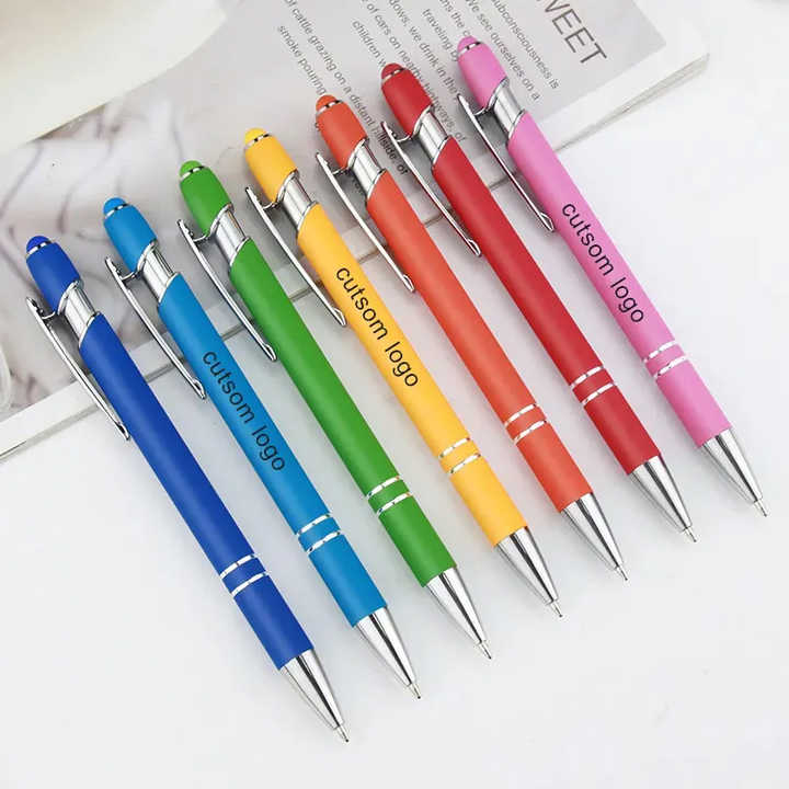 Promotional Cheapest Aluminum Ballpoint Stylus Pen With Soft Rubber ...