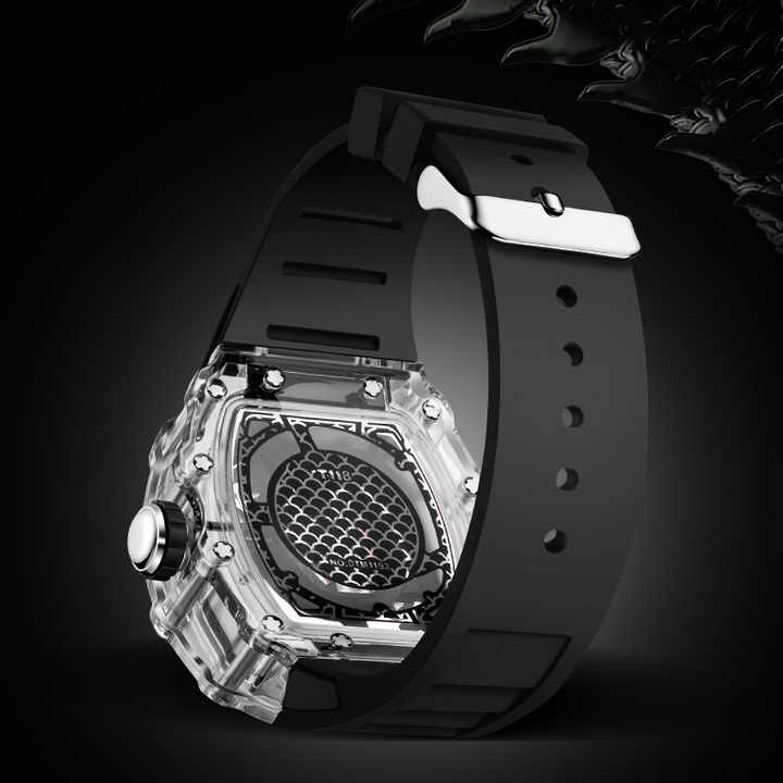 Transparent 3D Dragon Quartz Watch for Men - Luxury & Style