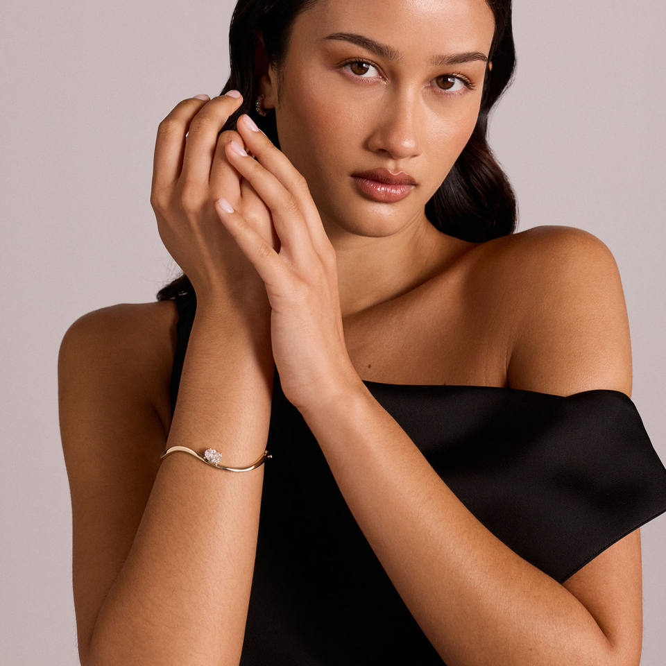 14k Gold Laboratory Grown Diamond Oval Twist Bangles Fashion Cuff ...