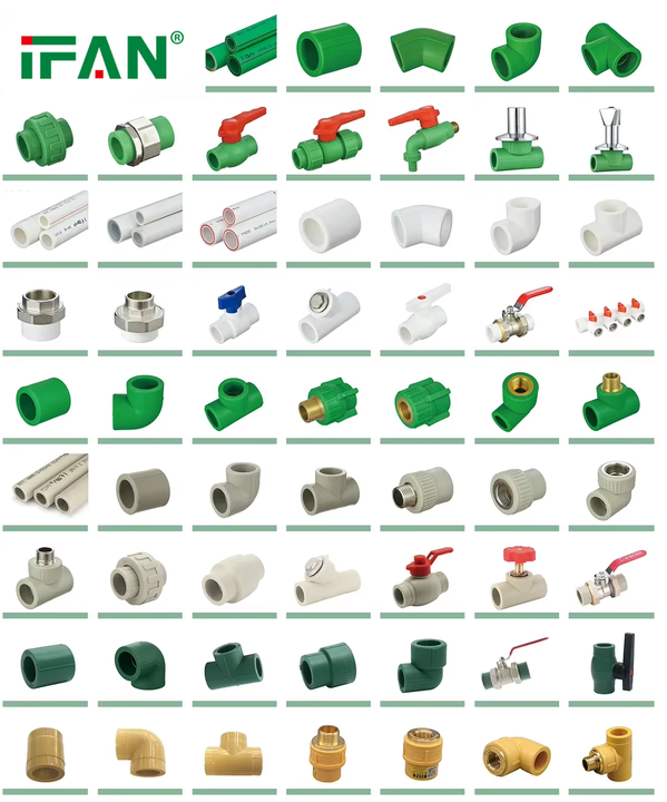 For IFAN High Pressure PPR Plumbing Fittings 20-110MM Elbow Tee Socket Green PPR Pipe Smooth ...