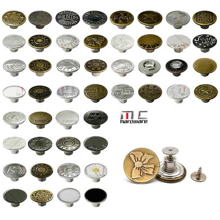 Durable Metal Screw Back Buttons for Jeans & Garments