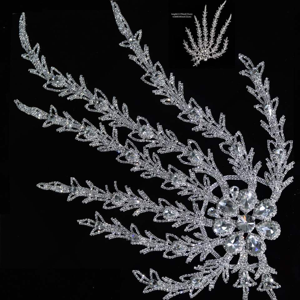 New Fashion Custom Rhinestone Applique Shiny Flower Design Patch for ...