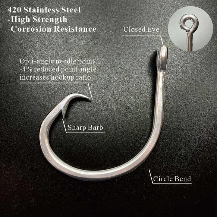 Fishing Tuna Circle Hooks - Extra Strong Stainless Steel