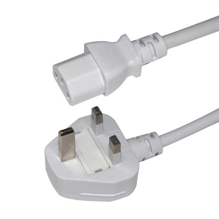 white Bsi 3 Pin Plug C13 kettle lead Extension Bs-250 Uk IEC 320 C13 PC ...