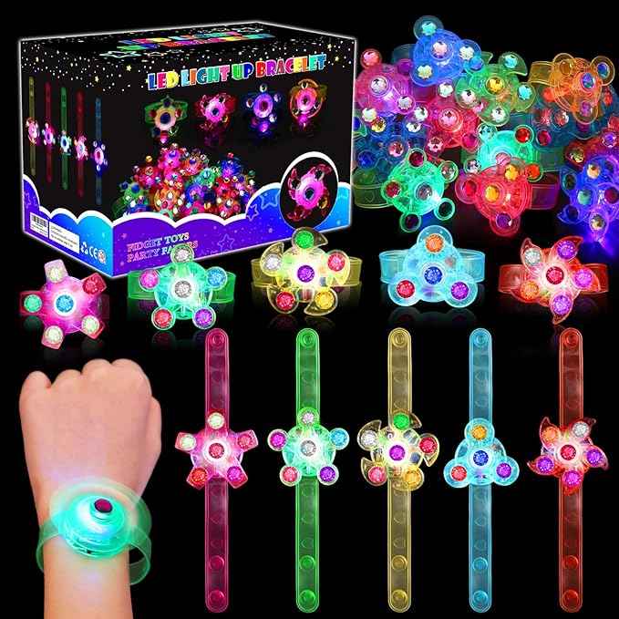 LED Light up Fidget Spinner Bracelet 25 Pack Box Supplies Party Favors ...