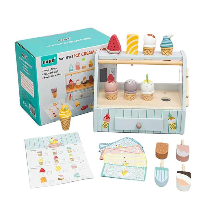 Baby Wooden Simulation Role Play Dessert Ice Cream Shop Game ...
