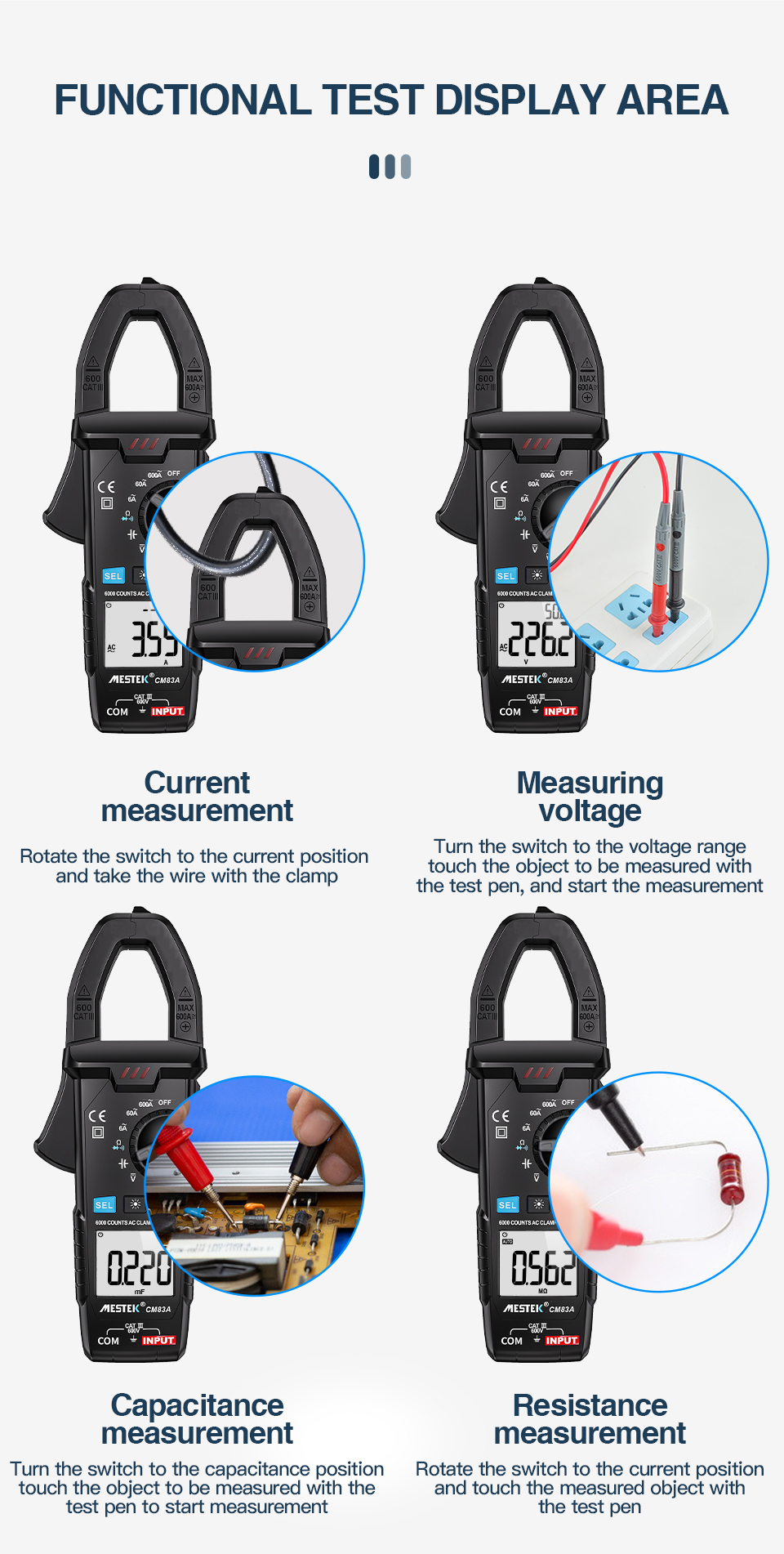 Digital Clamp Meter CM83A AC/DC 600V AC 600A