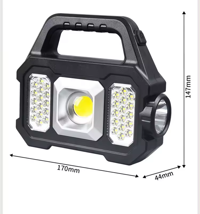 Multifunction Solar Power Bank Work Light Searchlight Flashlight ...