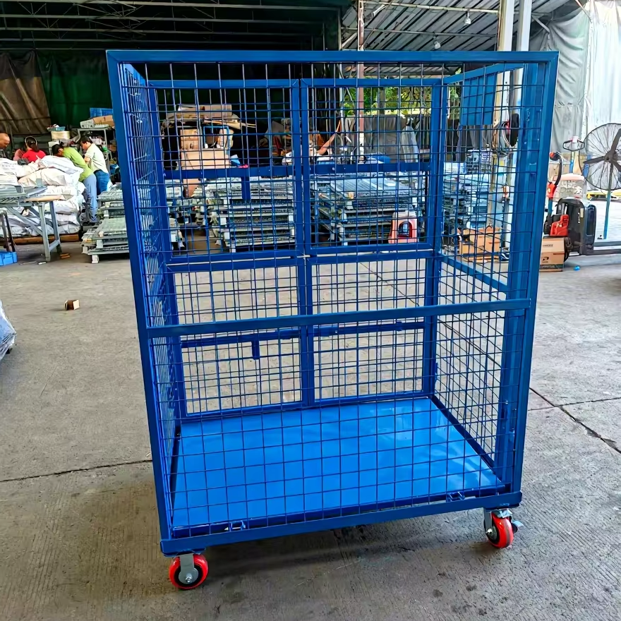 Secure Mesh Full Cage Trolley Double Swing Doors Mobile Transport ...