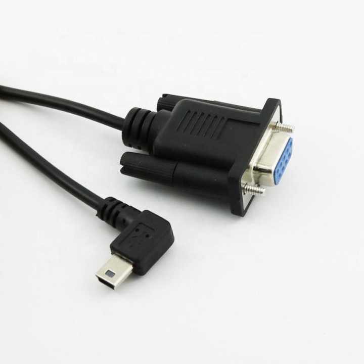 1,8 m DB9 hembra a ángulo izquierdo Mini USB macho cable de datos RS232 ...