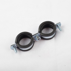galvanized double loop pipe clamp support with rubber