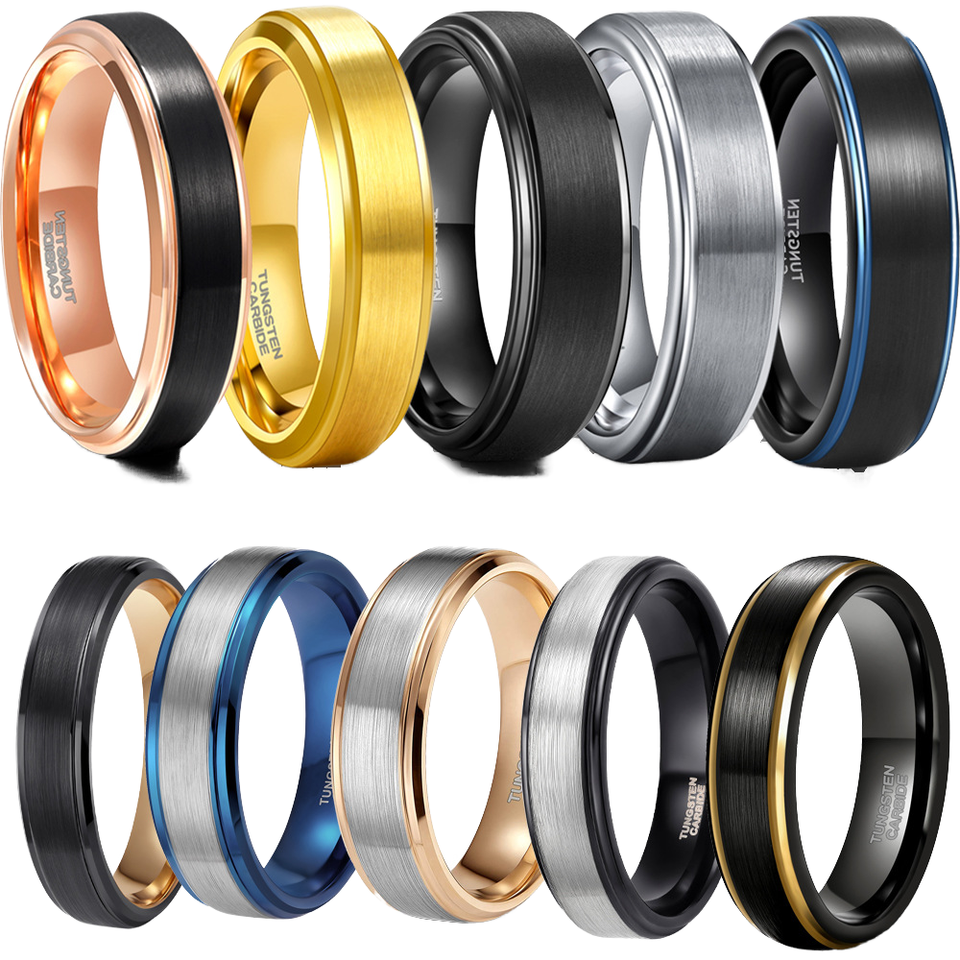 Hot Selling Tungsten Steel Wedding Rings for Men Women 6mm & 8mm Matte ...