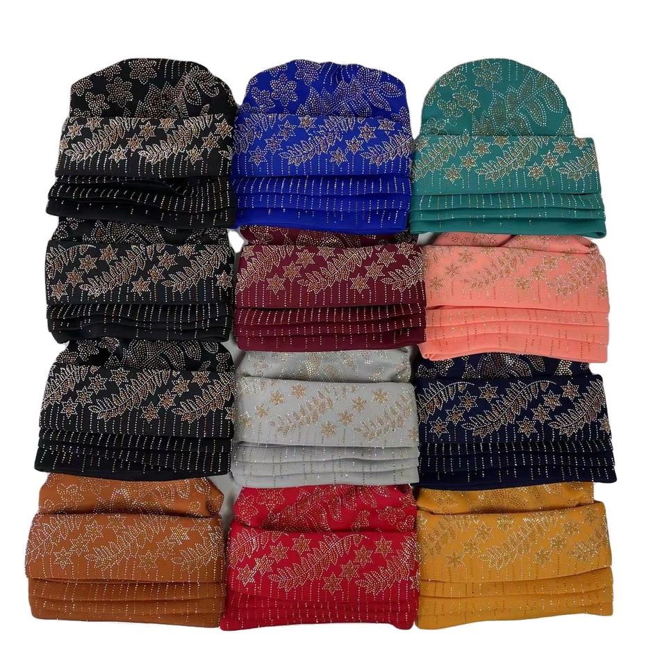 MH-1204 2024 Newest Hot Drill Muslim Women's Hat African Scarf Abaya ...