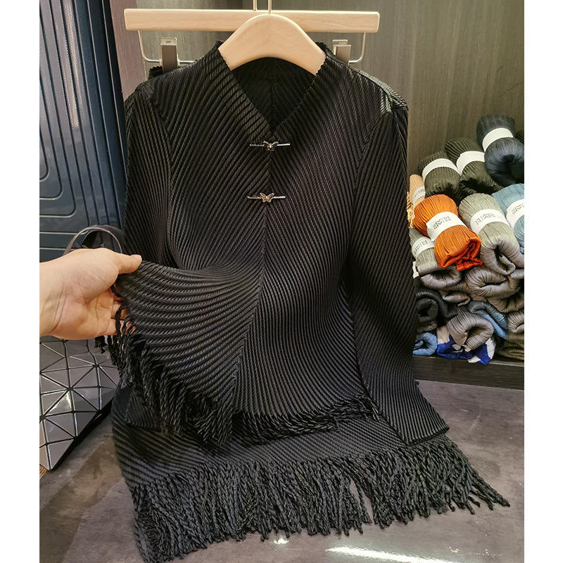 High-End Dragon Scale Pleated Solid Color Flowy Loose Plus Size ...