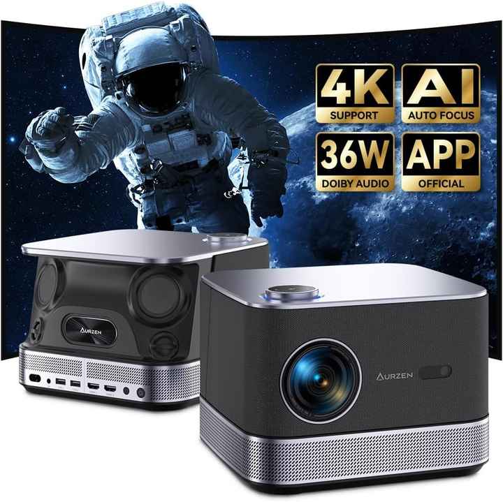 Aurzen Boom 3 Projector - 4K, HDR10, and 36W Speakers