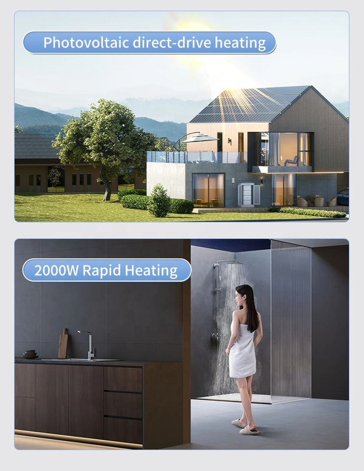 BTE Solar 60L 80L 100L Heat Pump Solar Geyser Flat Panel Electric Water ...