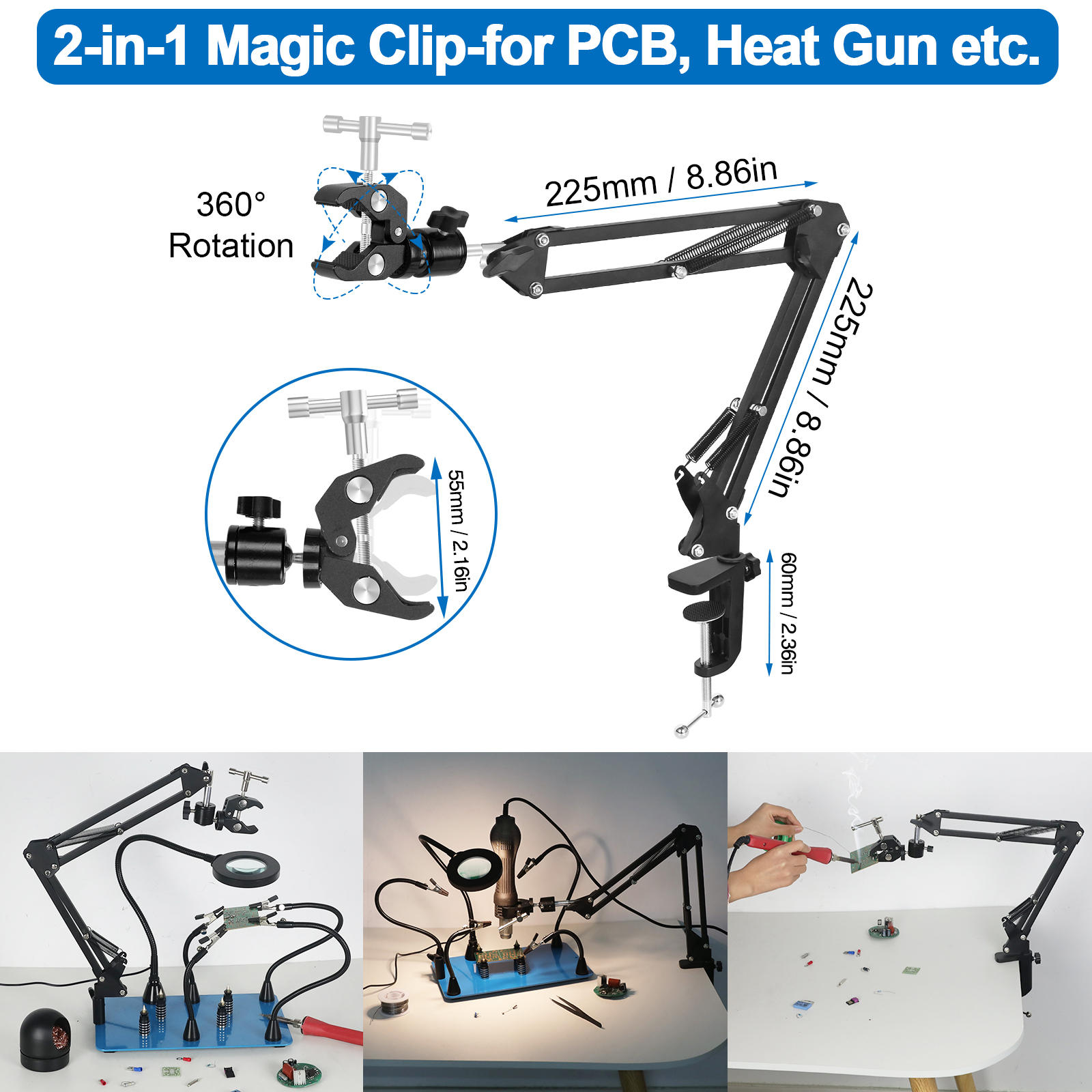 Soldering PCB Holder Soldering Helper Heat Gun Frame Magnetic Flexible ...