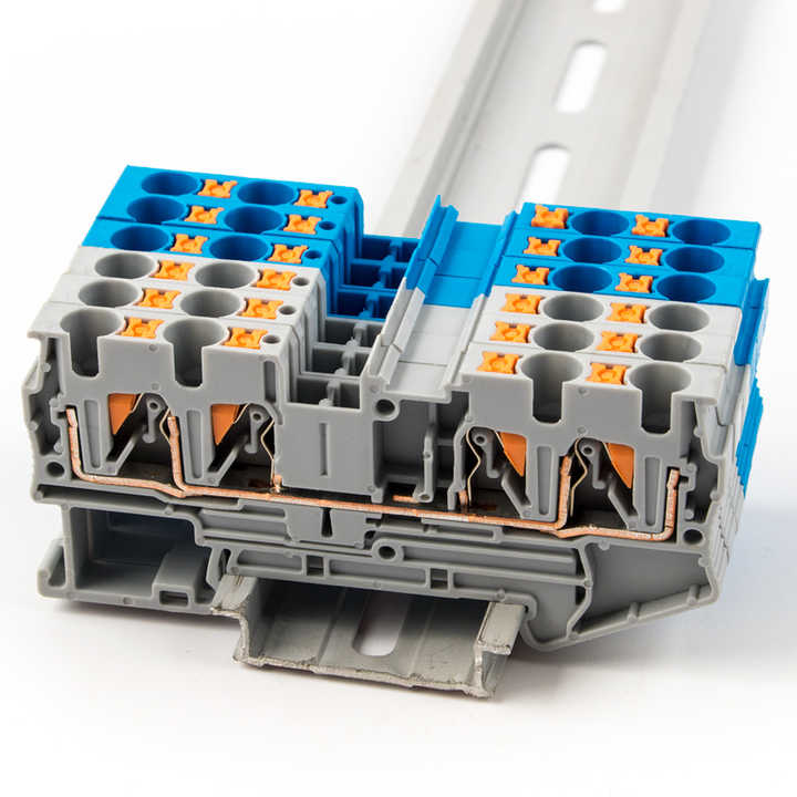 Fast Wiring Connector DIN Rail Terminal Block PT4-QUATTRO Gray Spring Connection Push in ...