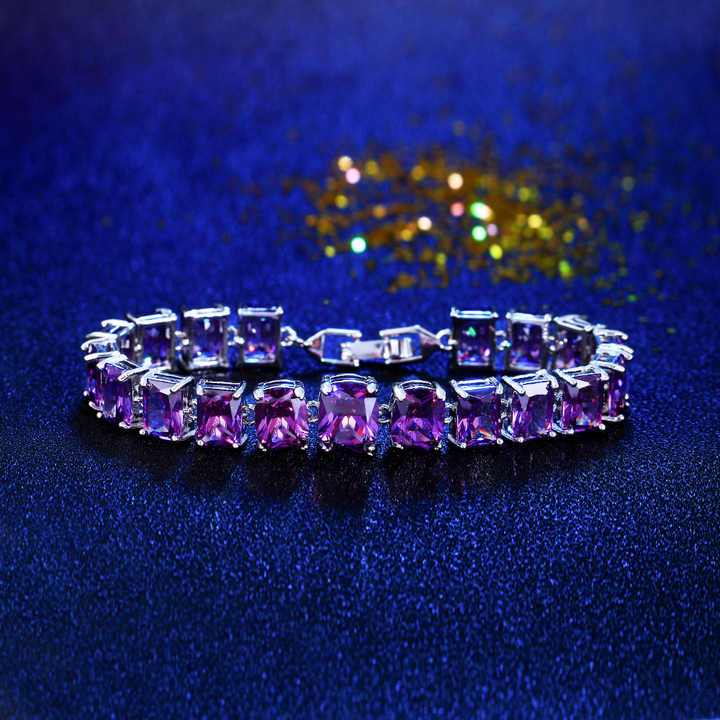 Super Sparkly High Quality Rectangle Cut Cubic Zirconia Bangle Bridal ...