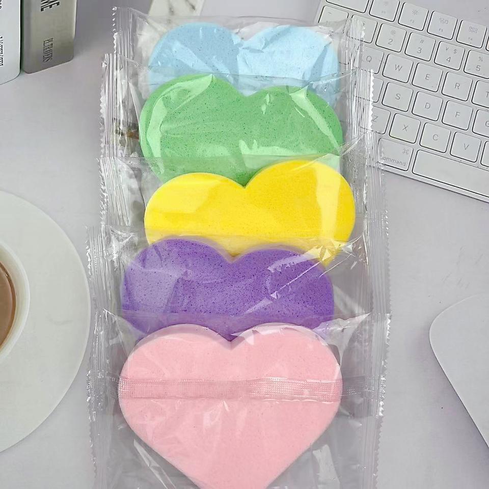 Heart Shape Facial Sponges PVC Sponge Reusable Exfoliating for Facial ...