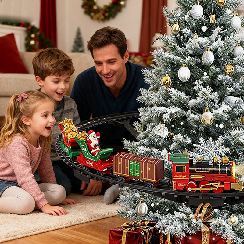 Kids DIY Assembly Electrical Hanging Christmas Rail Train Set