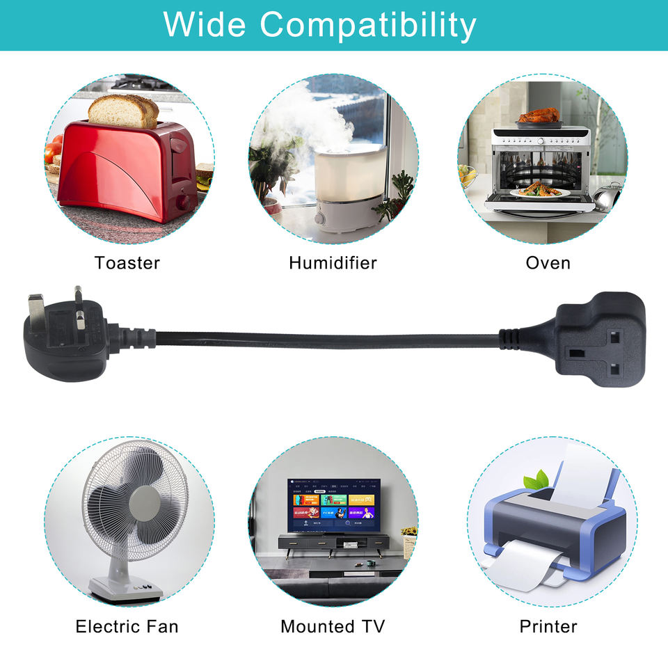 KC BSI BS Cable Extension for Monitor Power Cord 3 Pin Plug Male to ...