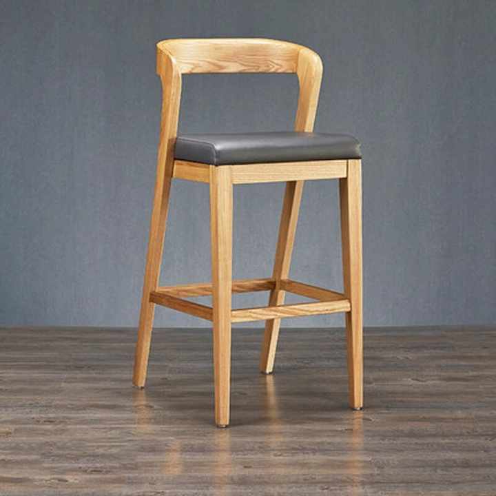Modern simple solid wood bar chair cafe stool designer creative bar ...