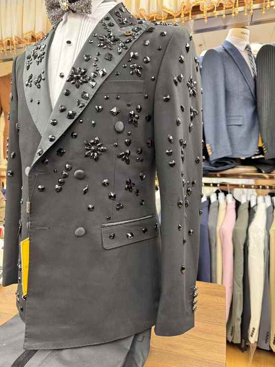 Luxury 2-Piece Slim Fit Men's Business Suit with Rhinestones