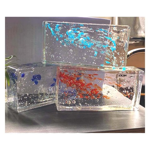 Gradient Crystal Glass Brick - Ice Crystal Textured Building Blocks