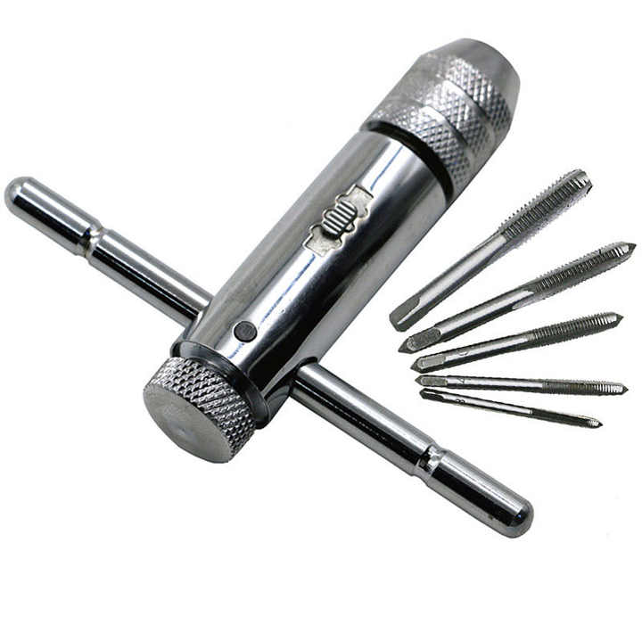 M3-M8 T-shaped Adjustable Ratchet Tap Wrench Manual Tapping Screw Taps ...