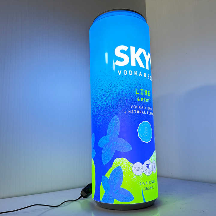Custom Glowing Acrylic Sign Cylinder Soda Can Advertising Light Box ...