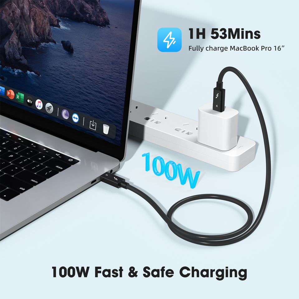 3m Long Thunderbolt 4 Cable 8K 60HZ 40Gbps Data Transfer 240W Charging ...