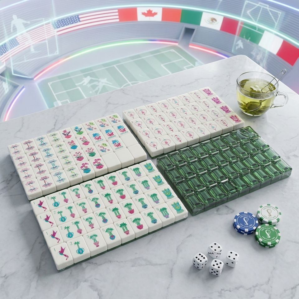 Luxury Green Gem Mahjong Tiles Set 160pcs Colorful Floral and Lantern ...