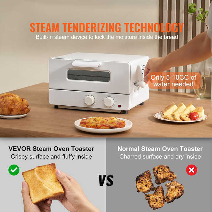 Retro Knob Control Toaster Steam Oven 10L - Timer Function