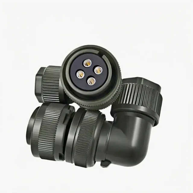 Threaded Four Core IP67 Waterproof Elbow Aviation Plug, Round Copper ...