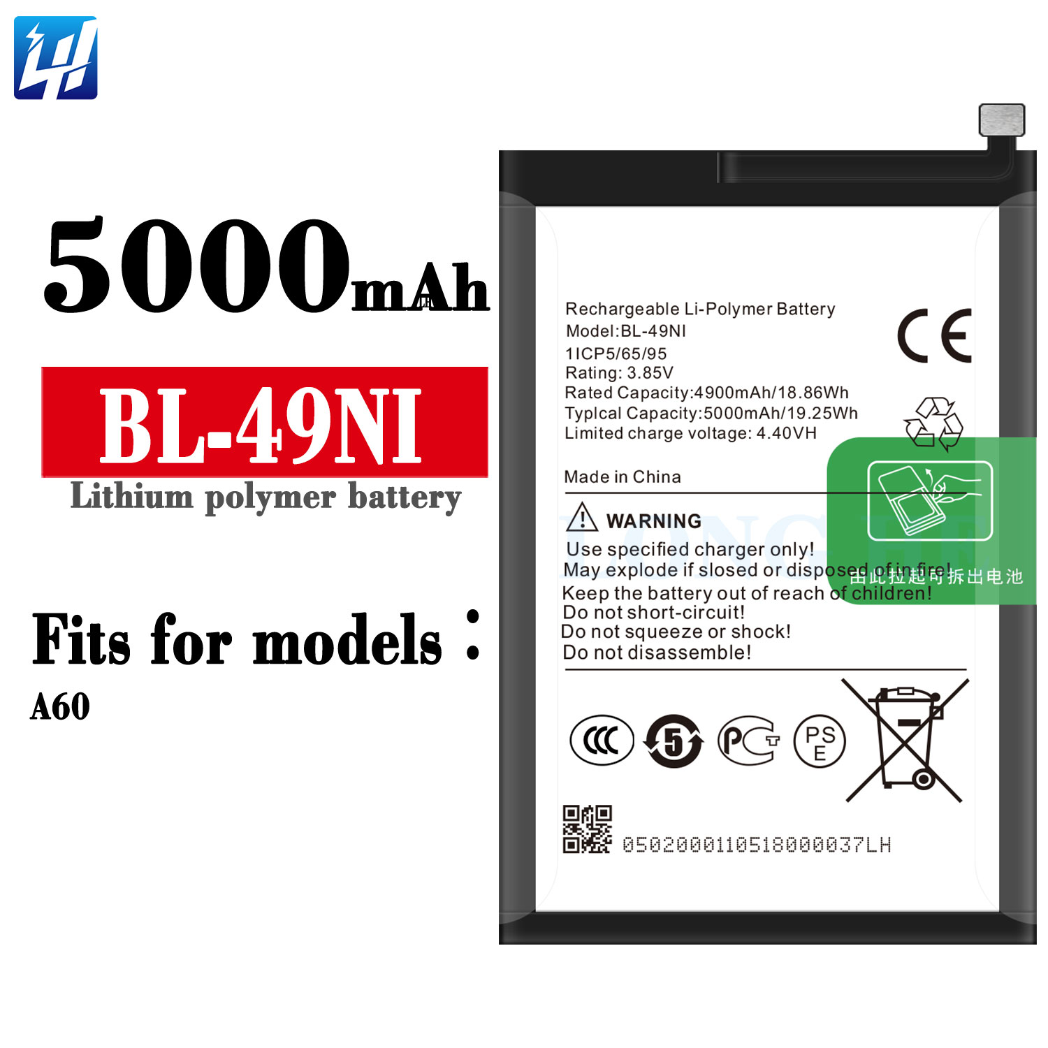 3.85V BL-49NI Replacement Battery for Itel A60 - 5000mAh Lithium ...