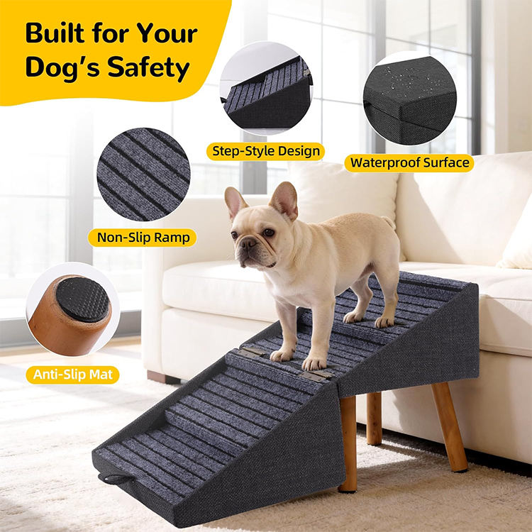 Multifunction Wooden Pets Ladder Folding Pet Stairs Chairs Adjustable ...