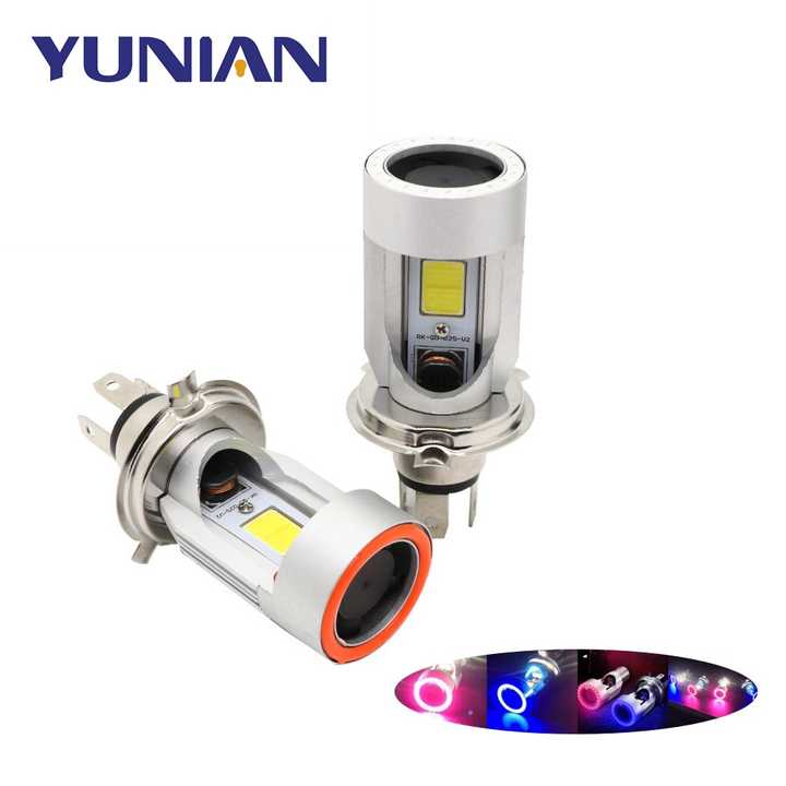 25W 12V 24V Blue Red Angel Eye H4 LED Motorcycle Headlight Ba20d HS1 H6 Scooter Motorbike ...