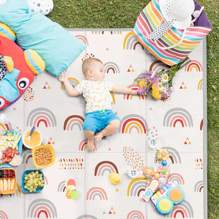 Reversible Design Rainbow & Star Soft Foam Mat Anti-Slip Baby Crawling ...