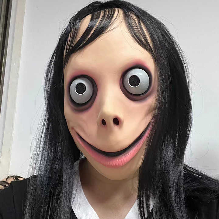 Scary Halloween MOMO Mask with Wig for Women - Eco-friendly Latex - OEM